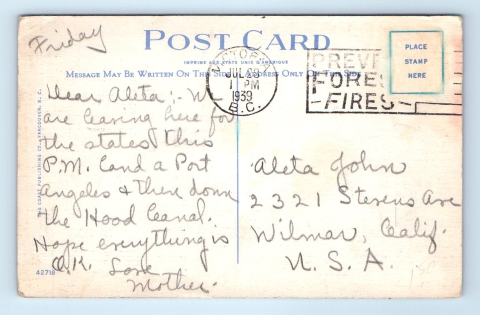 Douglas Street VICTORIA British Columbia Canada street scene 1939 ...