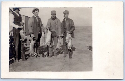 Postcard RPPC Men Holding Rabbits And Rifles After The Hunt NOKO R32 | eBay