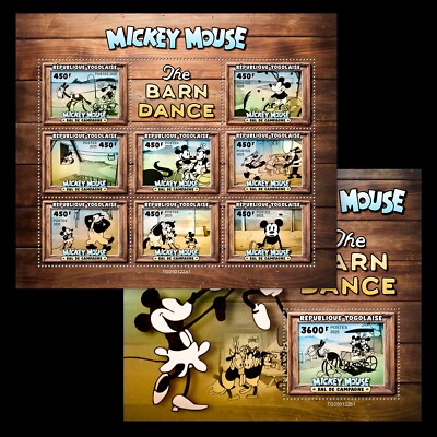Mickey Mouse Cartoons - The Barn Dance MNH Stamps 2025 Togo M/S + S/S ...