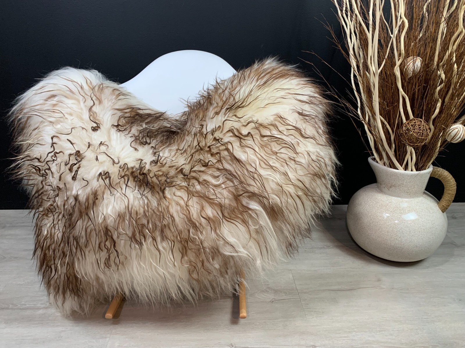 Icelandic Curly Mouflon Brown Pelt Throw Blanket Hide Genuine Sheepskin ...