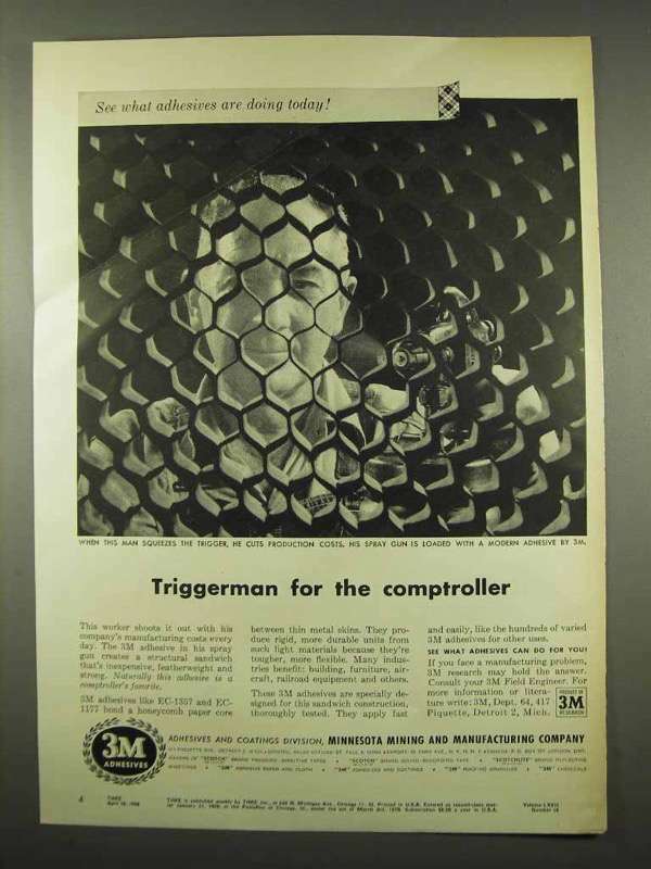 1956 3M EC-1357, EC-1177 Adhesive Ad - Comptroller | eBay