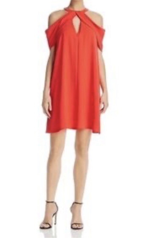 Design Lab clove Women's Woven Cold shoulder swing dress with key hole ...