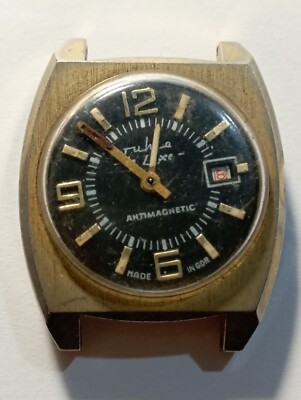 VINTAGE rare UMF RUHLA de luxe Germany watch Black dial sold for parts ...
