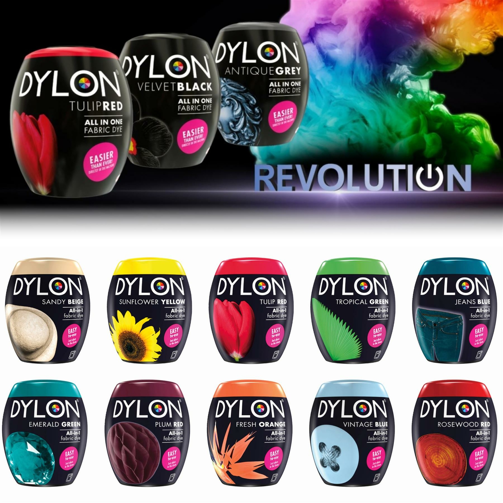 Dylon Fabric Dyes Pod for Machine Use│Various Colour Shades│All-in-1 ...
