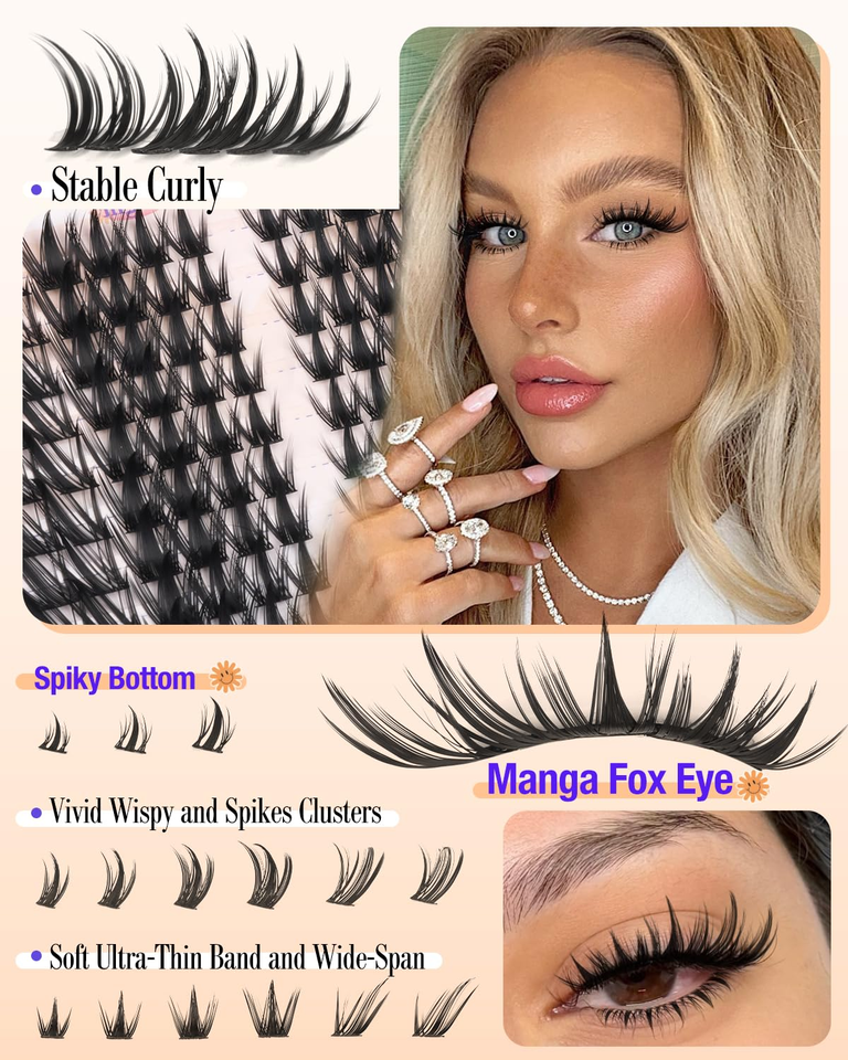 Spiky Lash Clusters Fox Eye Cluster Eyelash Extensions Wispy Manga ...