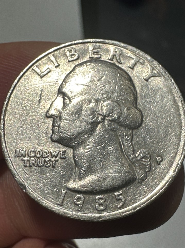 1985 Quarter Dollar P Washington Coin Great Condition Error On In God ...