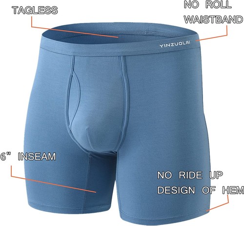 Mens Anti-Chafing Support Pouch Boxer Briefs Underwear with Flap for ...