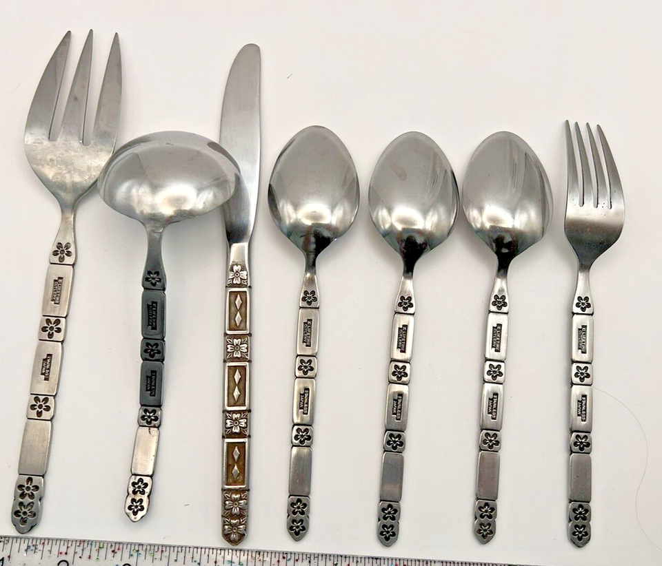 Lot Vintage Japan Flatware Lifetime Cutlery Stainless Black Replacement ...