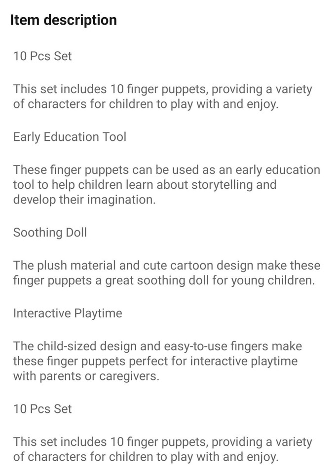 Cartoon Hand doll finger puppet baby children toy early education ...