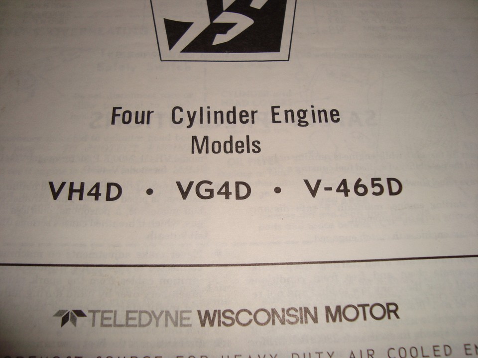 Wisconsin Air Cooled Engines 4 Cylinder Engine VH4D VG4D Operating ...