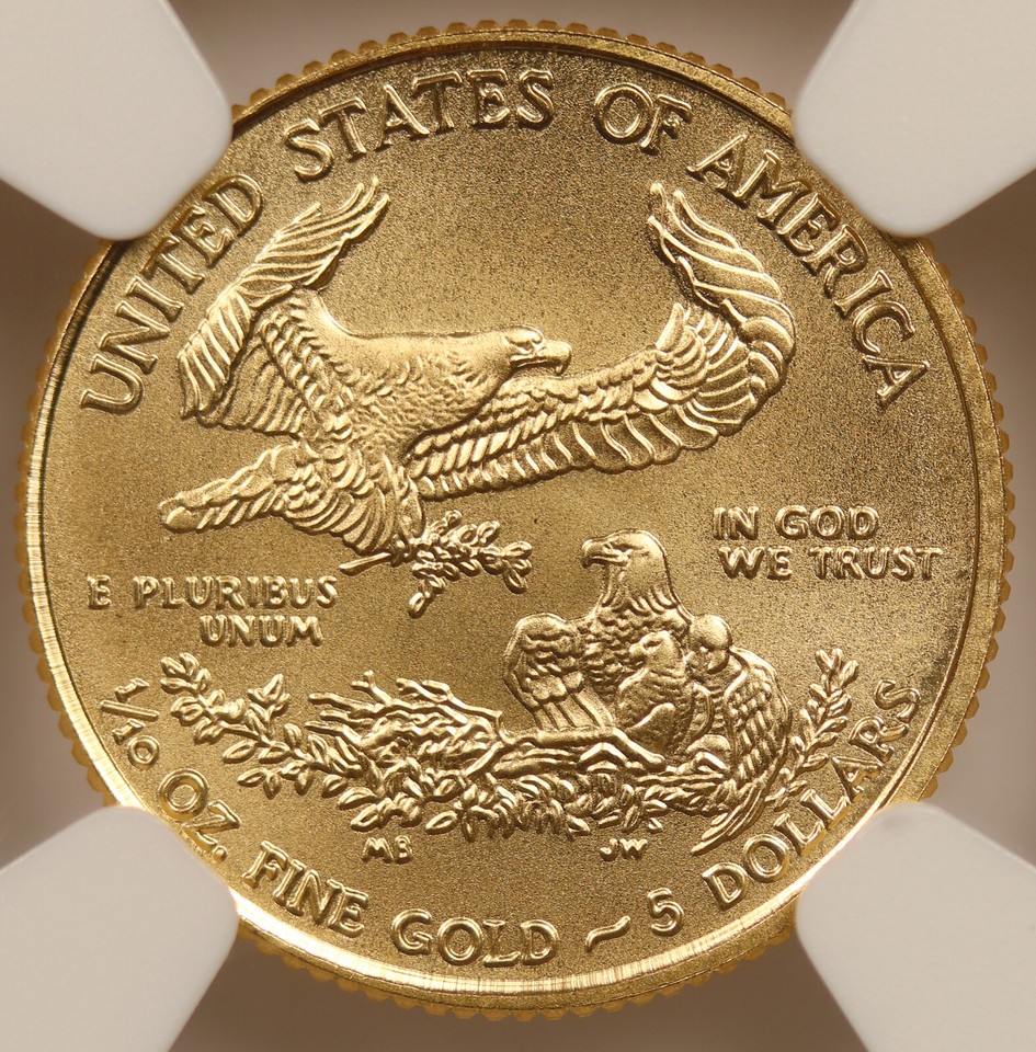 2016 Gold Eagle $5 Tenth-Ounce 1/10 oz. MS 70 NGC Eagle 30th ...