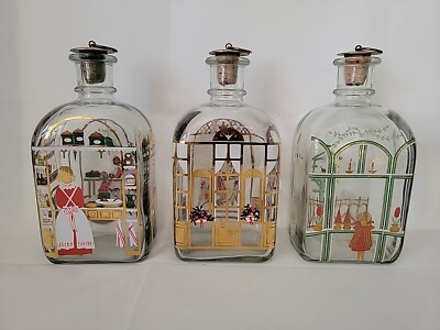 Set 3 Holmegaards Copenhagen Christmas Bottles 80s Denmark Glass Flask ...