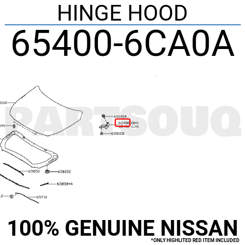 654006CA0A Genuine Nissan HINGE HOOD 65400-6CA0A | eBay