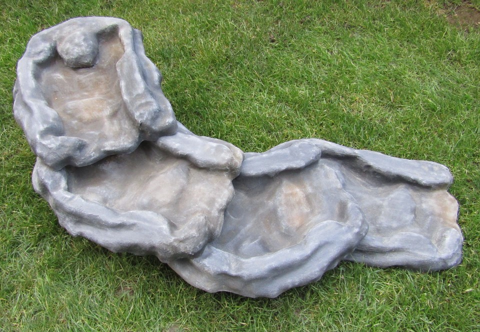 Garden Pond Waterfall Fibreglass sections Slate effect 19 overlapping ...