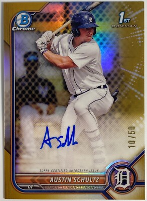 2022 Bowman Chrome Austin Schultz Prospect Gold Refractor Auto 10/50 ...