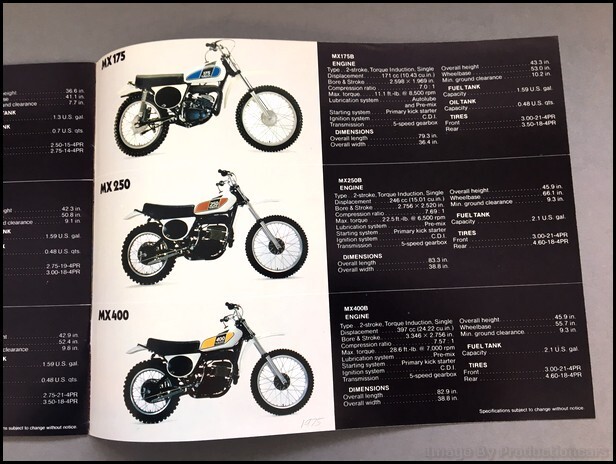 1975 Yamaha MX GTMX MX100 MX125 MX400 Motorcycle Bike Sales Brochure ...