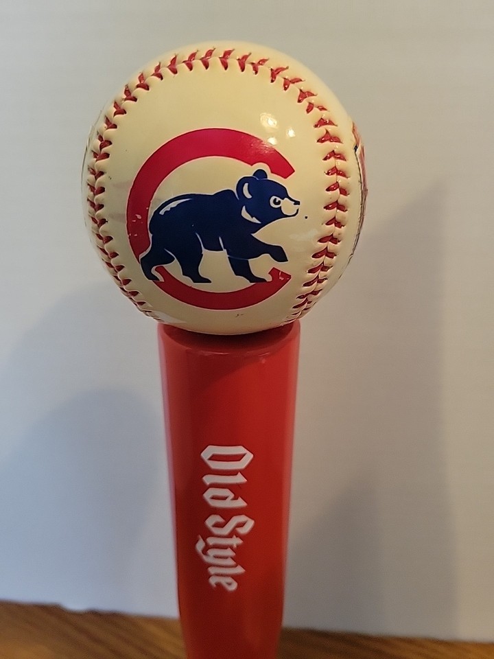 Old style beer Chicago Cubs bear Baseball bat Wooden tap Handle Wrigley ...