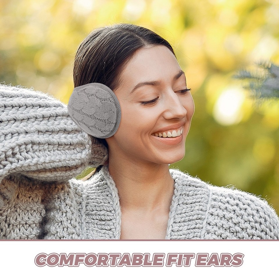 Winter Earmuff Warm Knit Ear Warmer Foldable Ear Muff Faux Furry ...