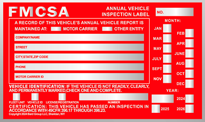 Dot Inspection Forms And Stickers IA DoT Annual Periodic Vehicle ...