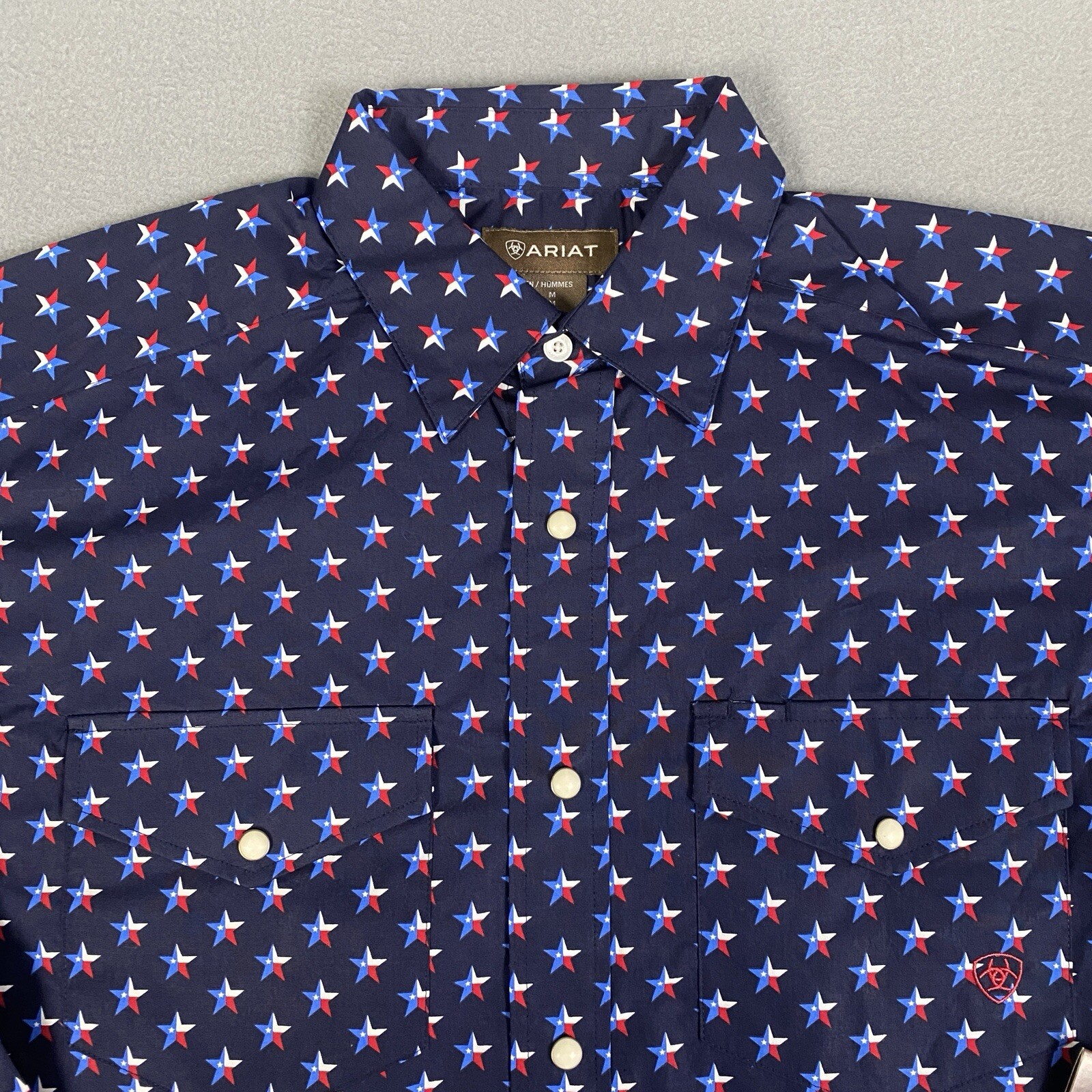 Ariat Pearl Snap Long Sleeve Shirt Texas Lone Star AOP Maritime Blue ...