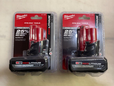 Genuine Milwaukee 2 Pack M12 XC High Output 5 amp 12V Battery 48-11 ...