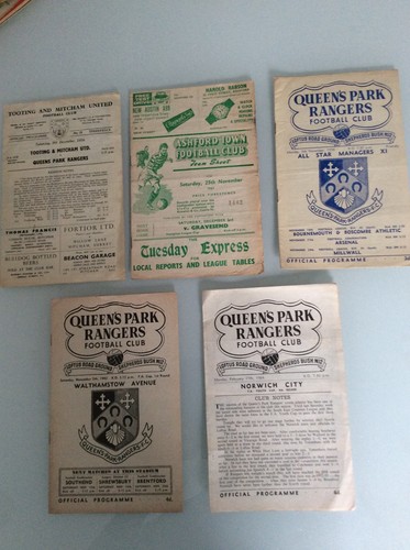 5 X QUEENS PARK RANGERS 1956 - 1964 FRIENDLY, YOUTH CUP, FA CUP V NON ...
