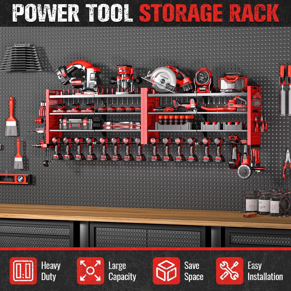 66" W Super Large Power Tool Organizer Wall Mount,Heavy Duty Cordless ...