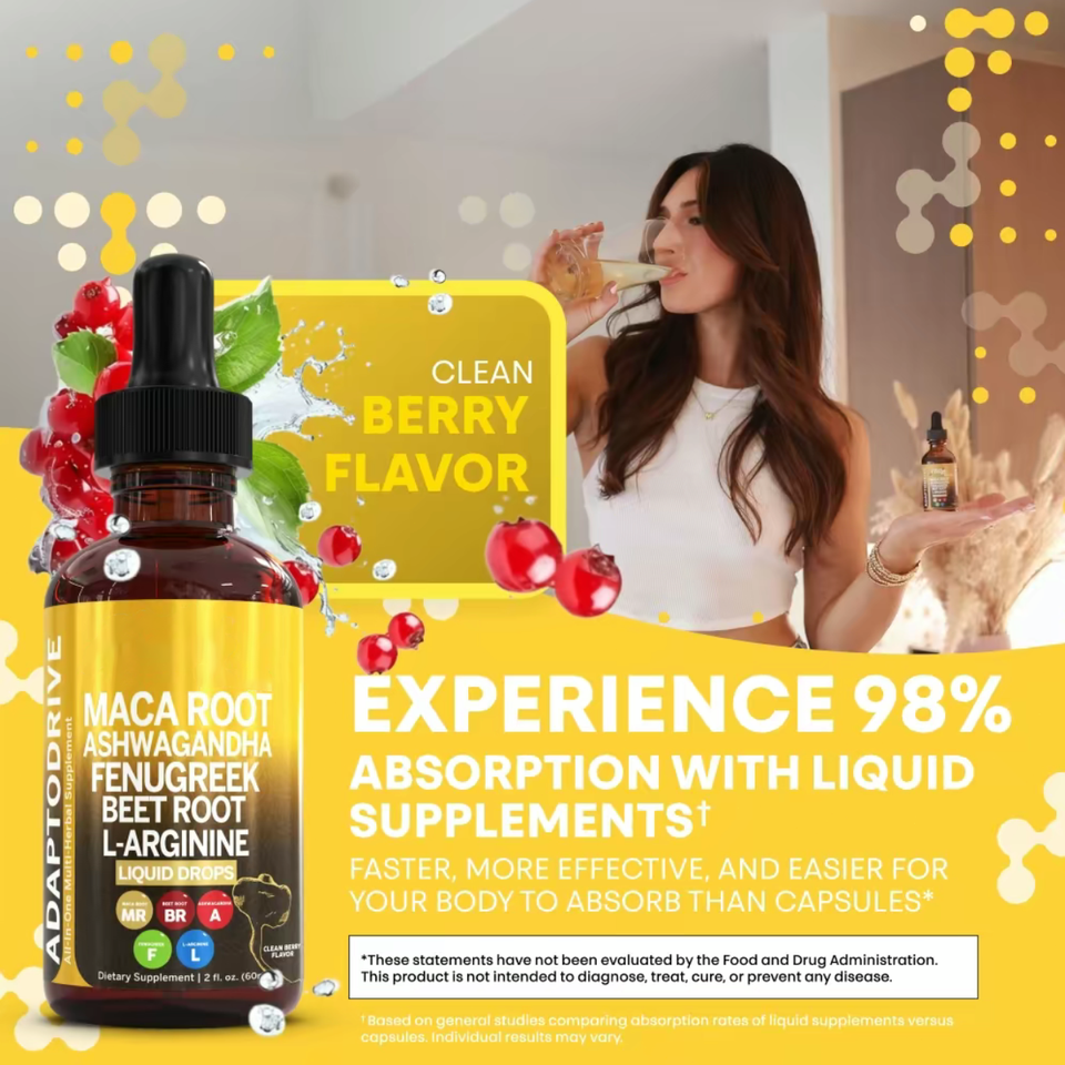 Organic Maca Root Liquid Drops with Ashwagandha,Fenugreek,Beet Root and ...