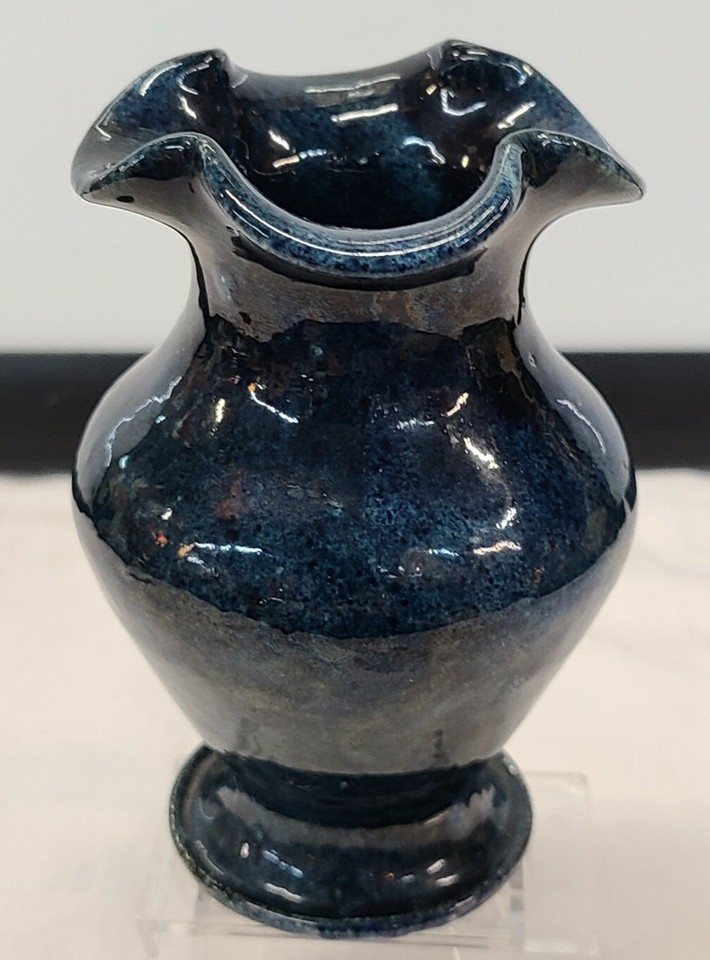 Celia Cole Pottery Vase Cobalt Drip Glaze Sanford N.C. Love Me Always 9-24-96!!! | eBay