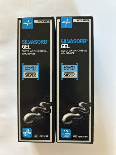 2 Silvasorb Gel Silver Antimicrobial Wound Gel 1.5 oz. Per Tube. Exp.11 ...
