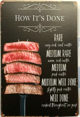 STEAK Rustic Look Vintage Tin Metal Sign Man Cave, Shed-Garage & Bar ...