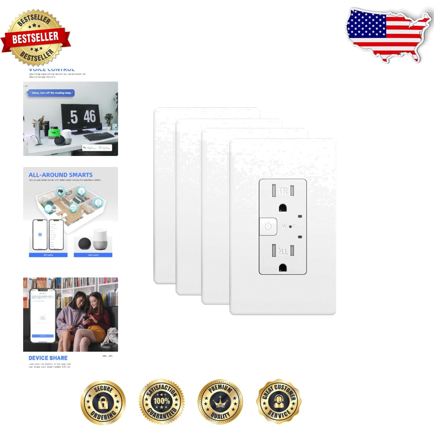Smart Home Outlet with Individual Control – Works with Alexa & Google ...
