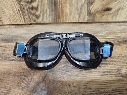 NOS Old School Pilot Style Goggles Stainless Steel Frame Motorcycle ...