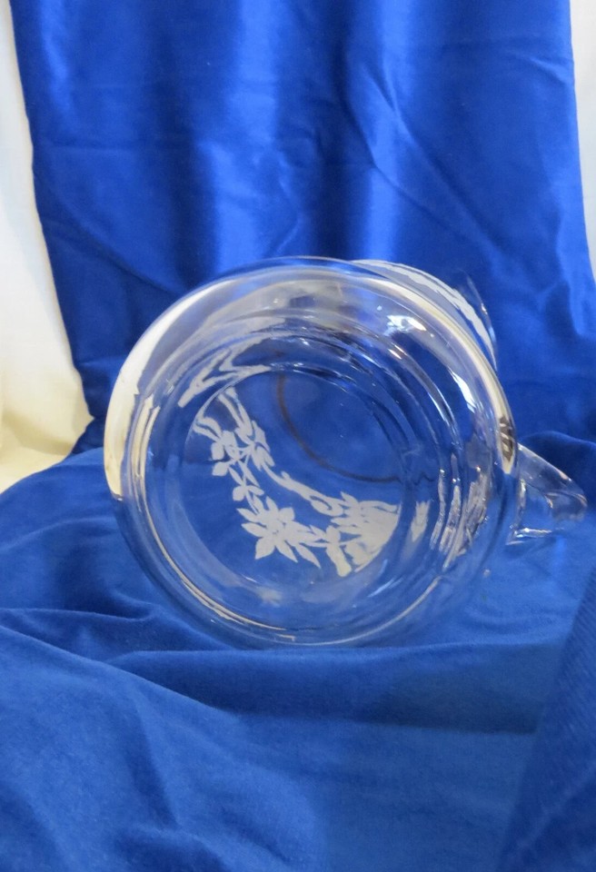 Vintage Tall Lemonade Pitcher Floral Band Gold Gilt Bands Ice Lip Blown ...