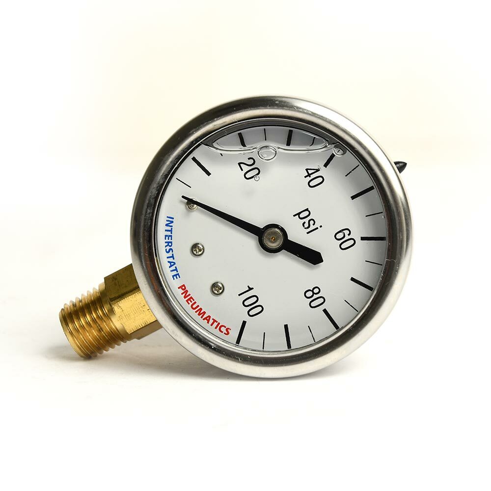Oil Filled Air Pressure Gauge 100 PSI 2 Inch Dia 1/4 Inch NPT Bottom ...