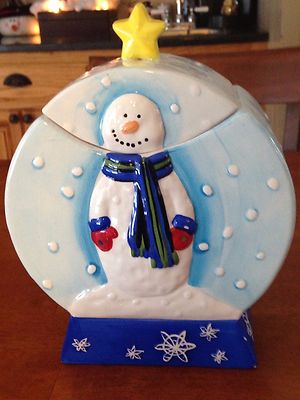 Snowman with Star Ceramic Cookie Jar by Designpac | eBay