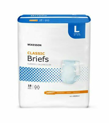 72 Adult Disposable Diaper Brief Underwear L Light Absorb Tab Closure ...