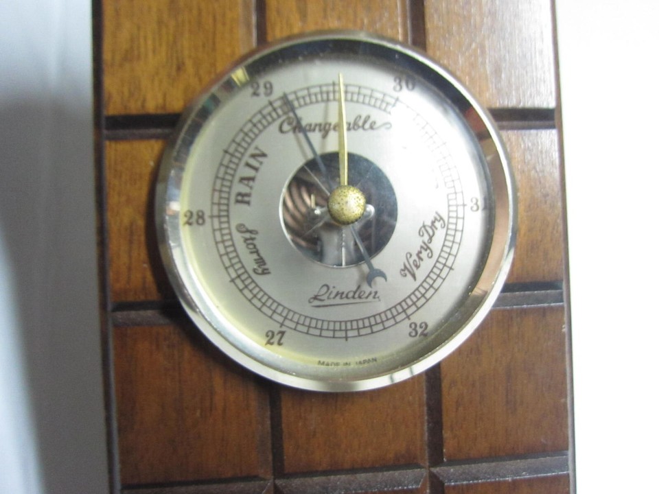 Vintage Linden 3 Instrument Wood Wall Weather Station Forecast Temp ...