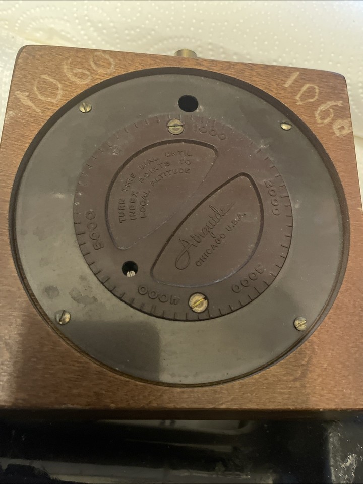 vintage Airguide Barometer Mid-Century Chicago USA Desktop Brass Wood 5 ...