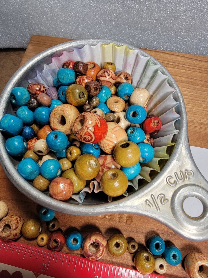 Wood Beads Lot blue brown red rust all shapes and sizes new beads | eBay
