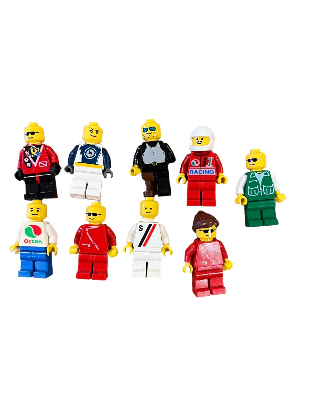lego mini figure Lot Of 9 City/ Town /athletes Racers Mini Figure Bulk ...
