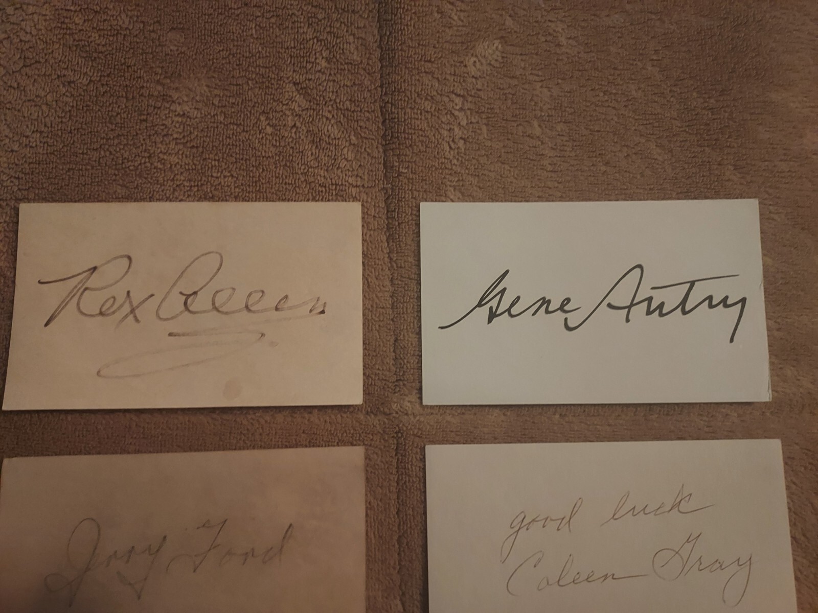 Lot Of 6 Autographed Index Cards; Deceased Actors/Actresses; See List ...