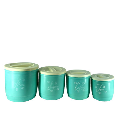 1950s Vintage Stanley Atomic Turqoise Plastic Canister Set of Four | eBay