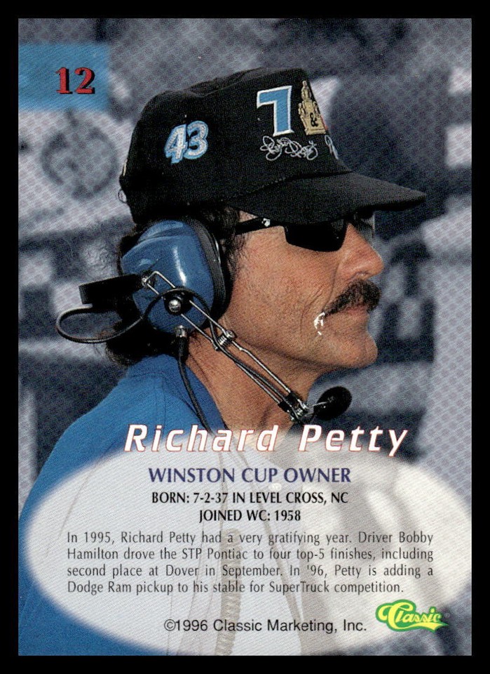 Richard Petty 1996 Classic #12 Petty Enterprises IP Auto Card | eBay