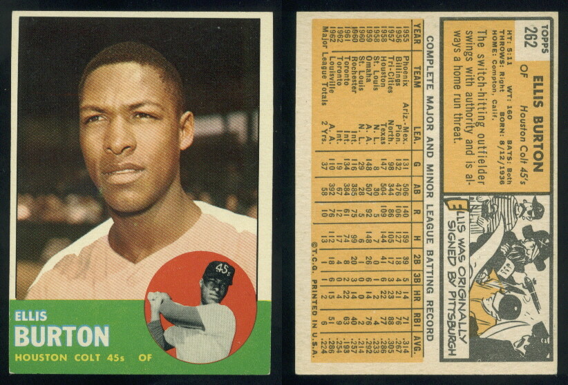 (62218) 1963 Topps 262 Ellis Burton Colts-EX+ | eBay