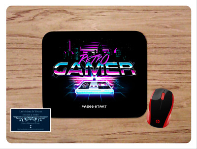 RETRO GAMER 80s INSPIRED ART CUSTOM MOUSE PAD DESK MAT PC GAMING ...