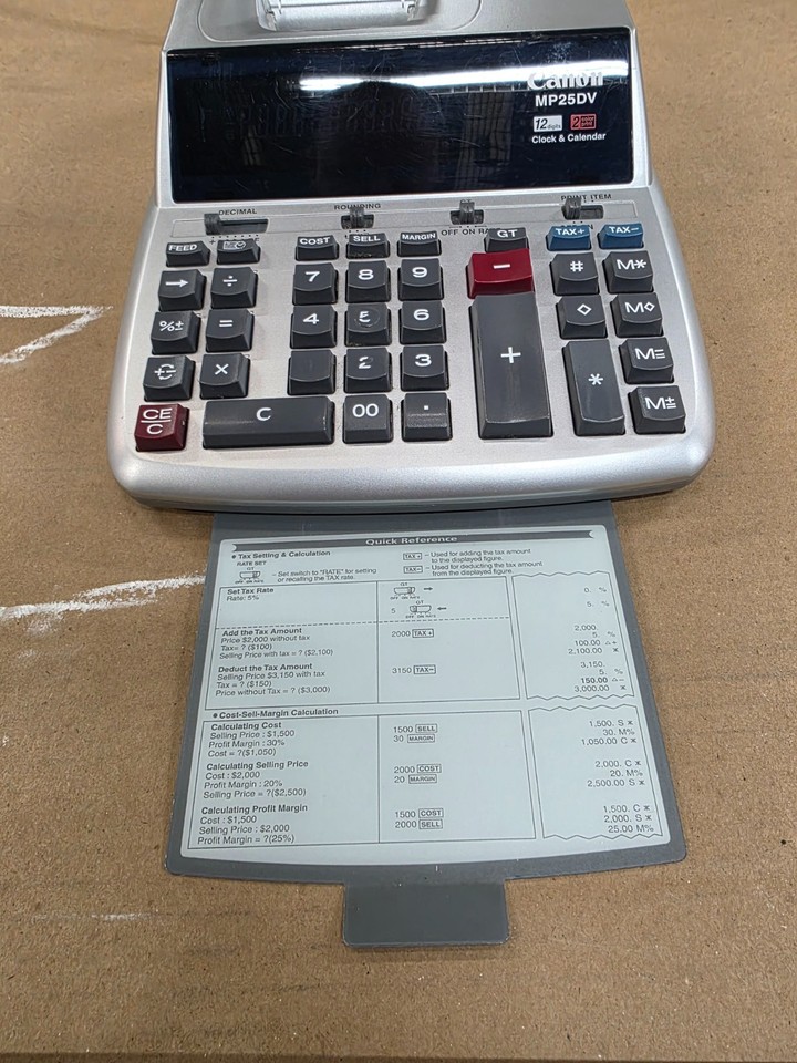 Canon MP25DV Desktop 12 Digit, 2 Color Printing Calculator With Clock ...
