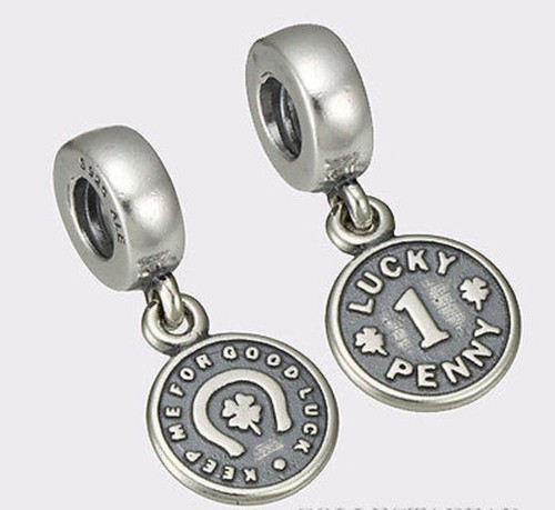 Retired Pandora Charm Lucky Penny Good Luck Dangle Sterling Silver ...