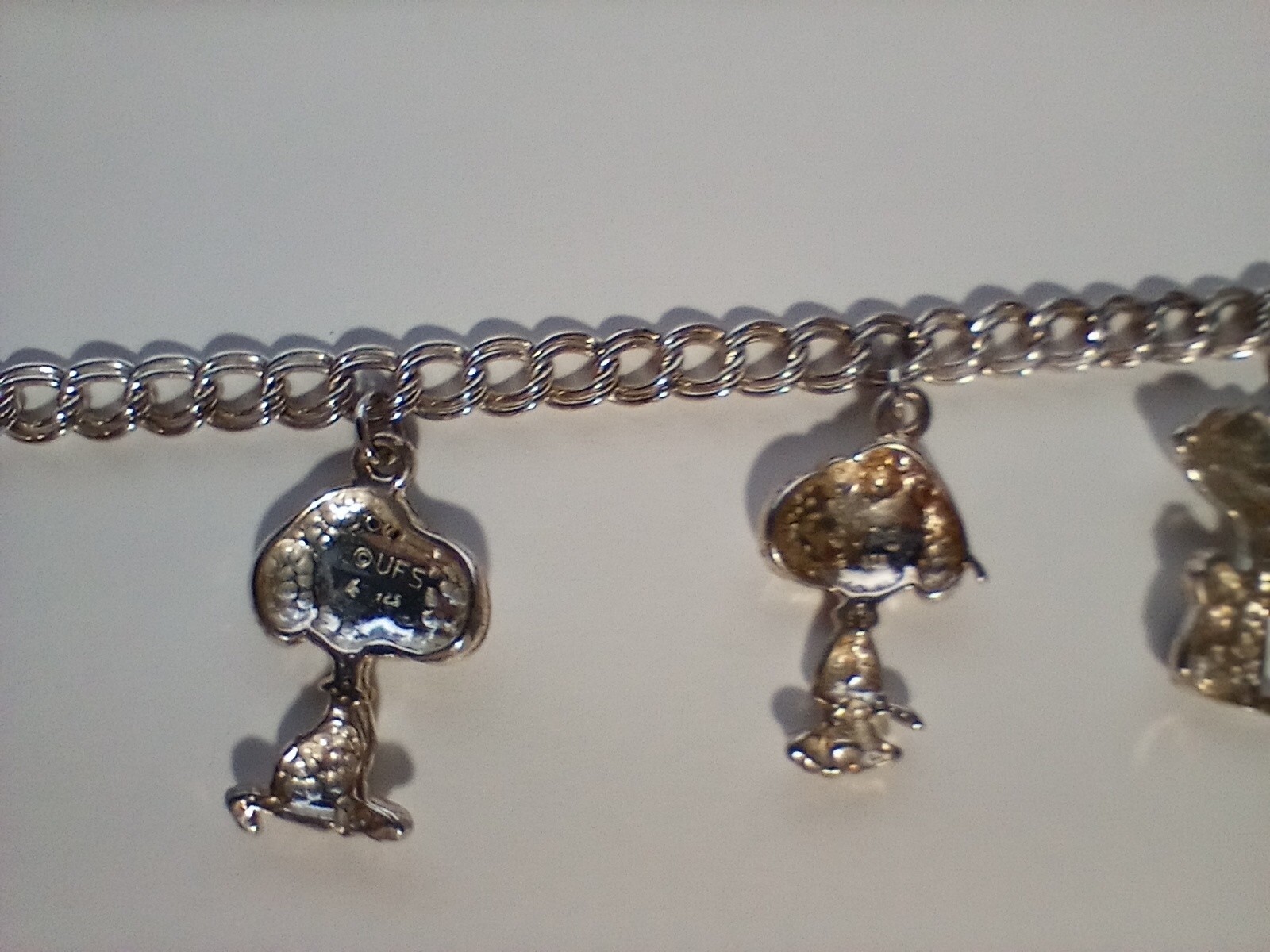 7" Sterling Silver Charm Bracelet With 5 Different Peanuts Snoopy ...