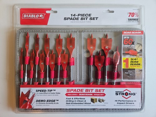 Spade Drill Bit Set High Speed Steel Spade Bit Set with Pouch (14-Piece ...